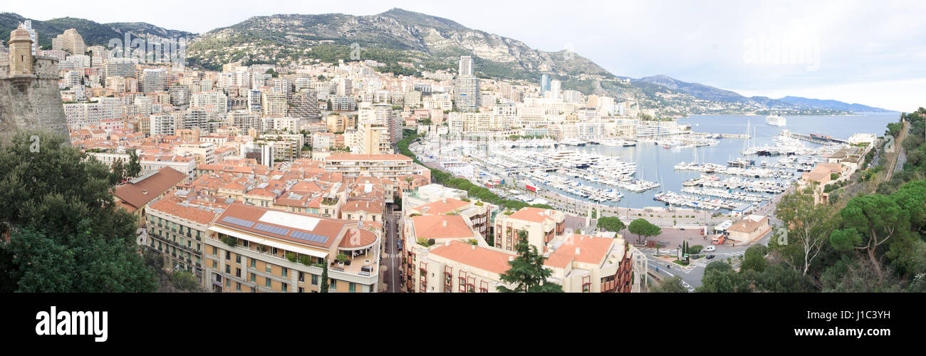 Panoramic view of Monte Carlo and the Hercule (Hercules) Port, in ...