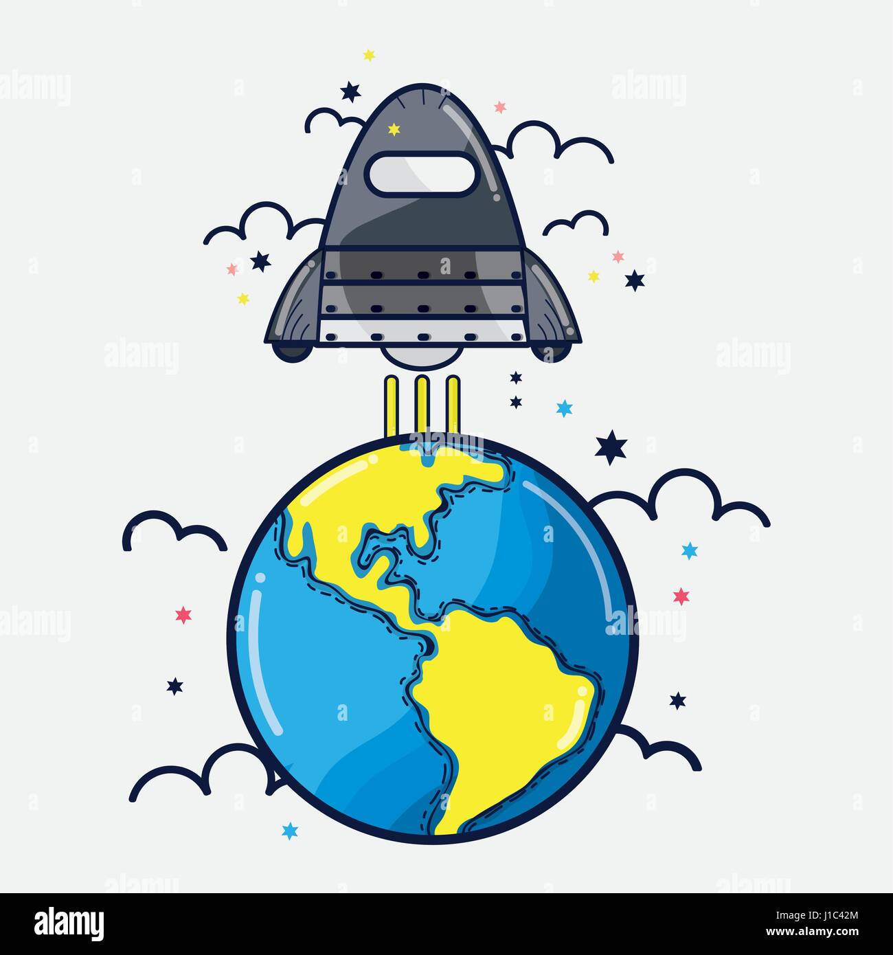 rocket leaving the earth planet to go to space Stock Vector Image & Art ...