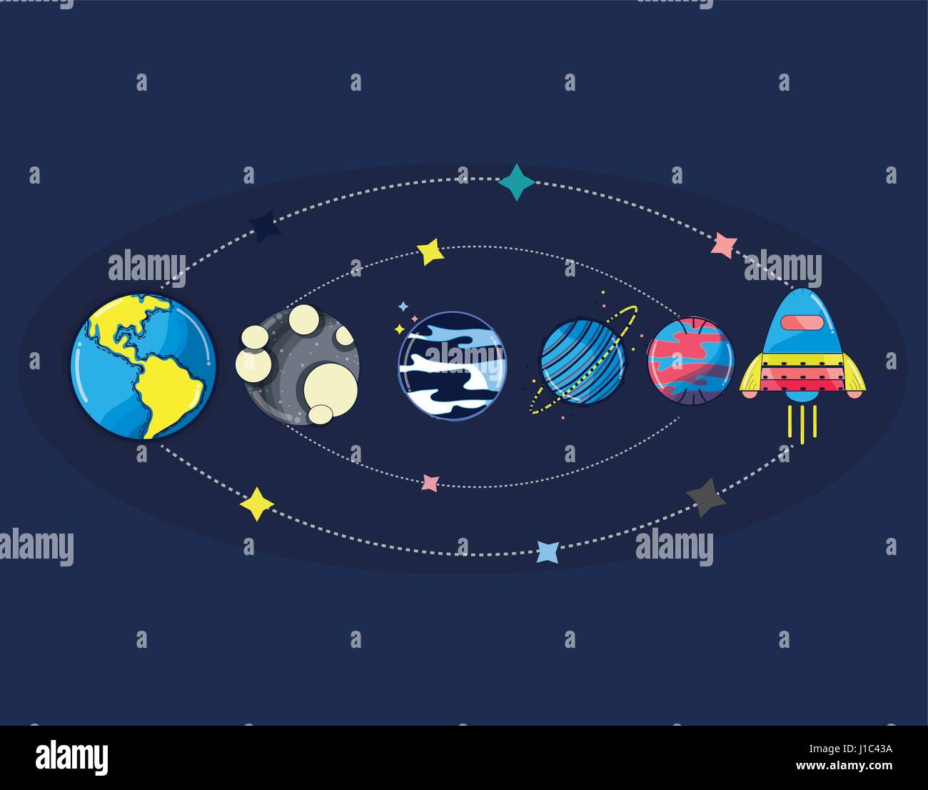 solar system in the galaxy space and rocket Stock Vector Image & Art ...