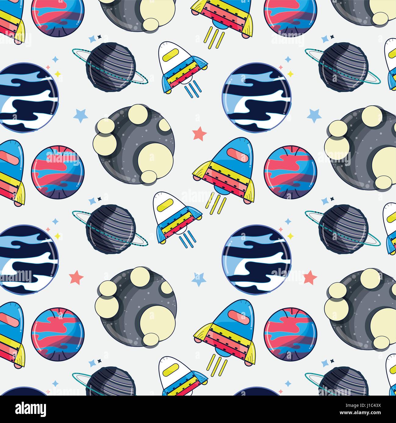 planets, moon and rocket in the space background Stock Vector Image ...