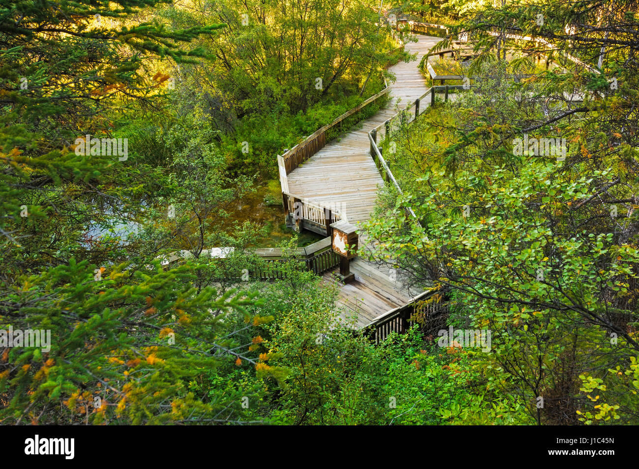Interpretive boardwalk at Cave and Basin National Historic Site, Banff ...