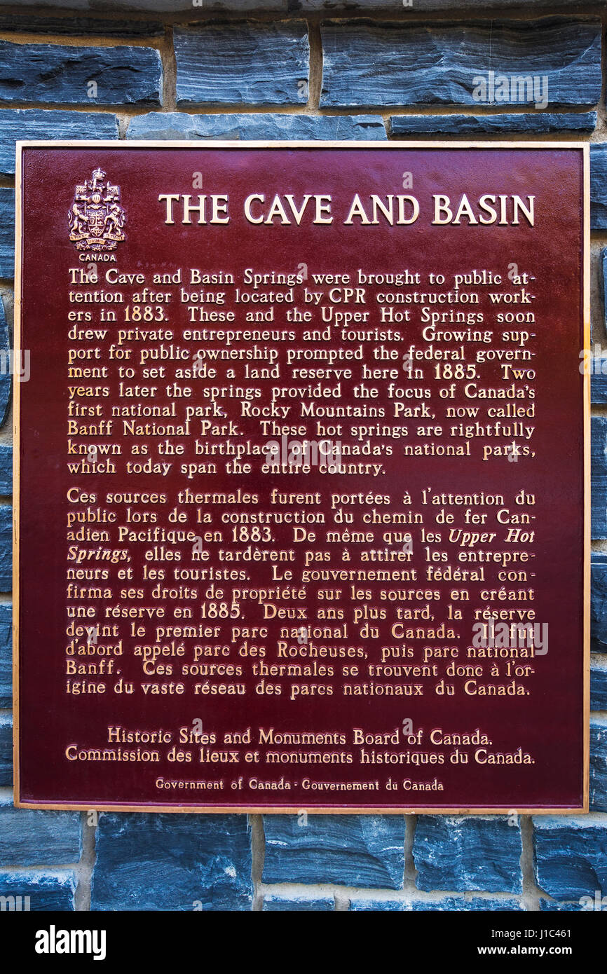 Historic interpretive plaque at Cave and Basin National Historic Site ...