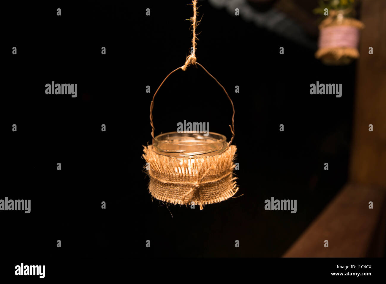 Hanging candle holder hand made night Stock Photo - Alamy