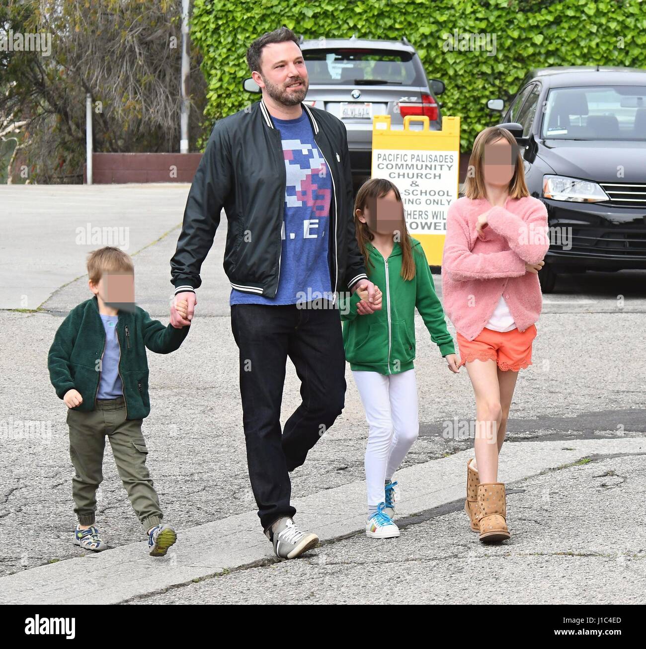 Ben Affleck takes his three children to church Featuring: Ben Affleck ...