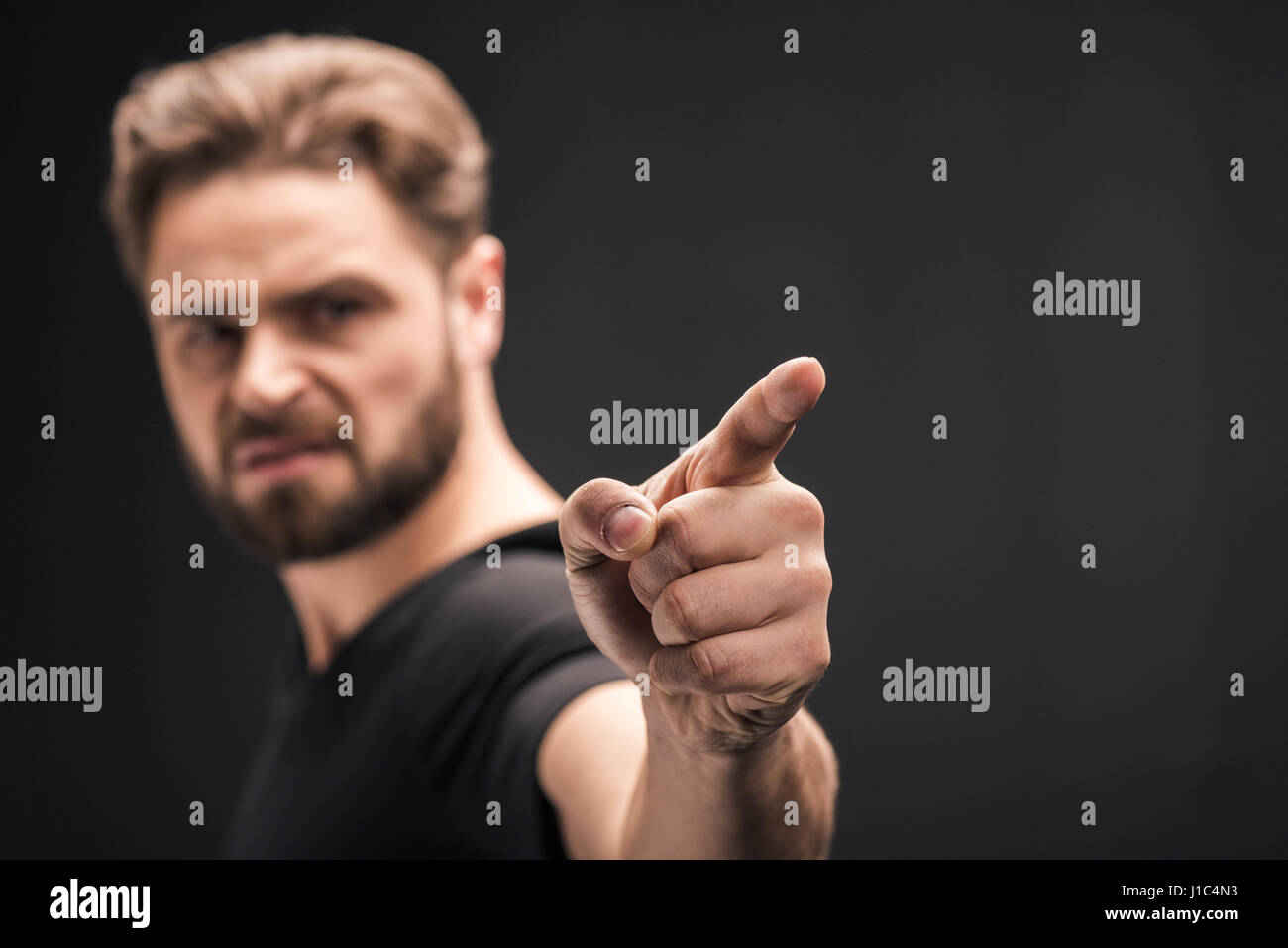 Side view angry bearded man hi-res stock photography and images - Alamy