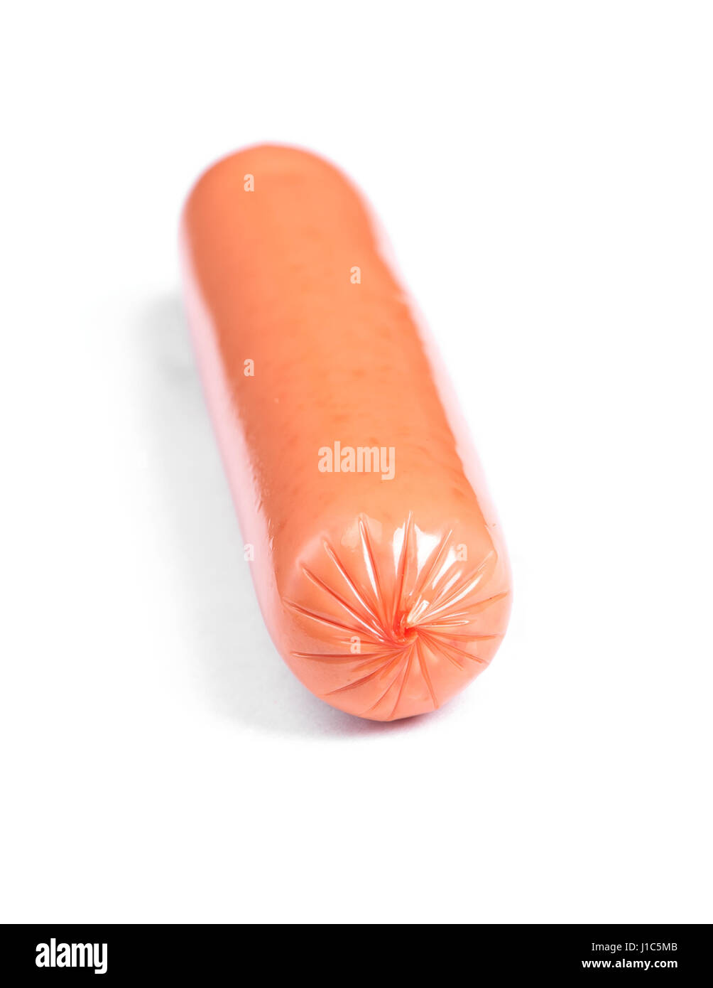 Single sausage isolated on white background Stock Photo - Alamy