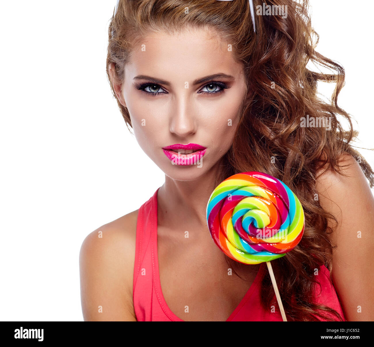 Beautiful model lollipop hi-res stock photography and images - Alamy