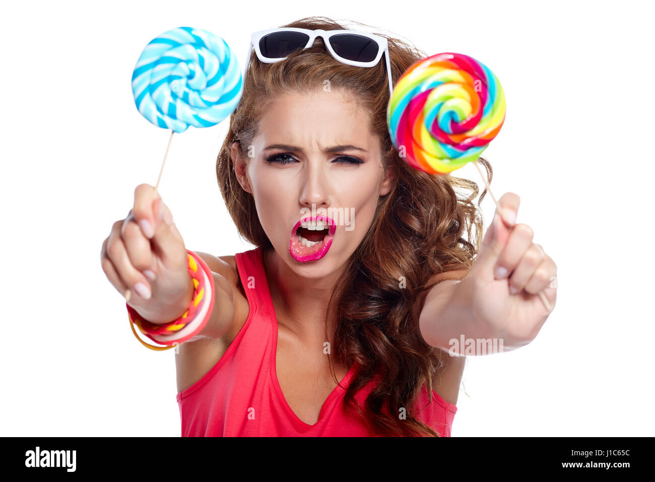 Beautiful model lollipop hi-res stock photography and images - Alamy