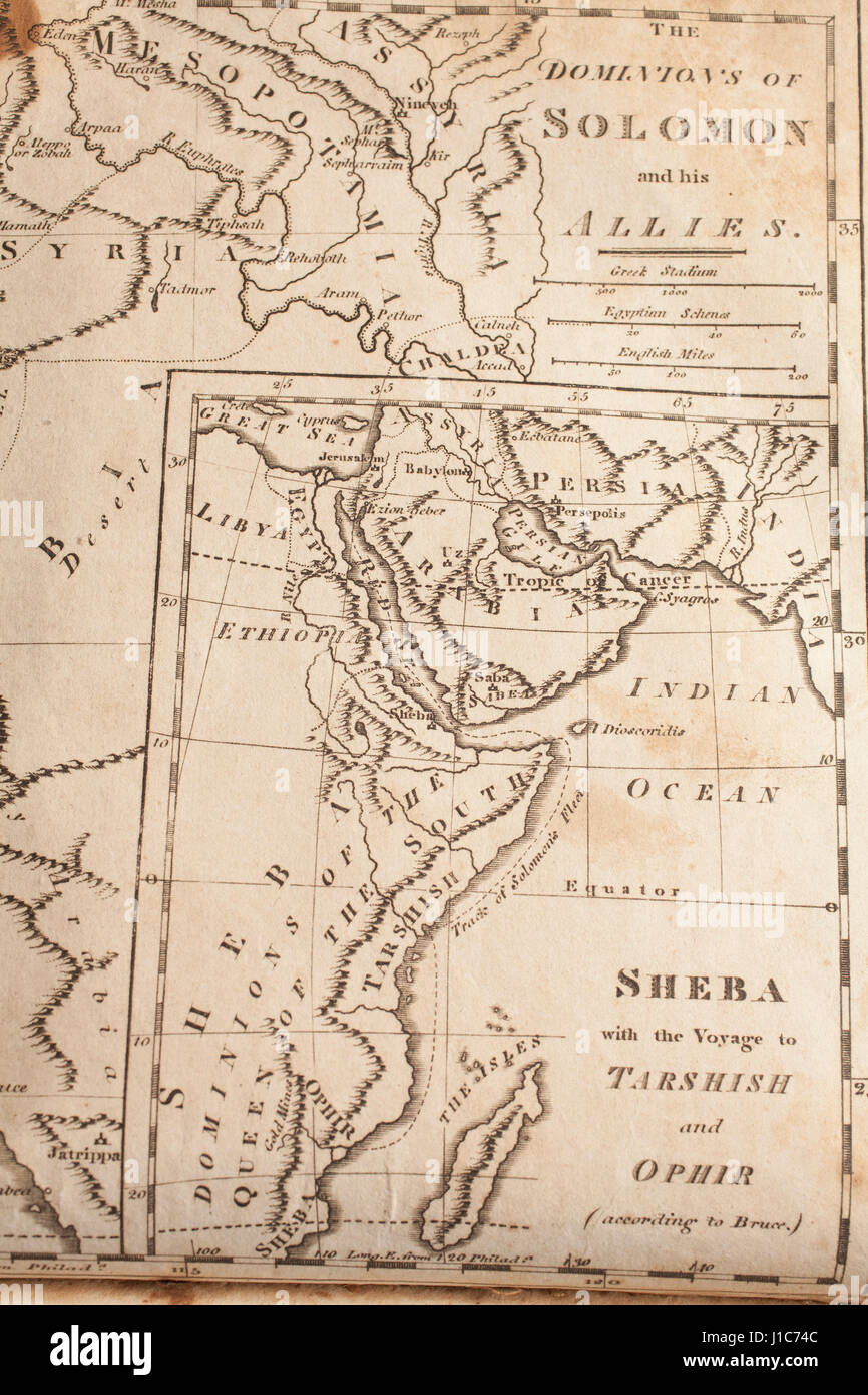 Map in a 200 year old Bible Stock Photo - Alamy