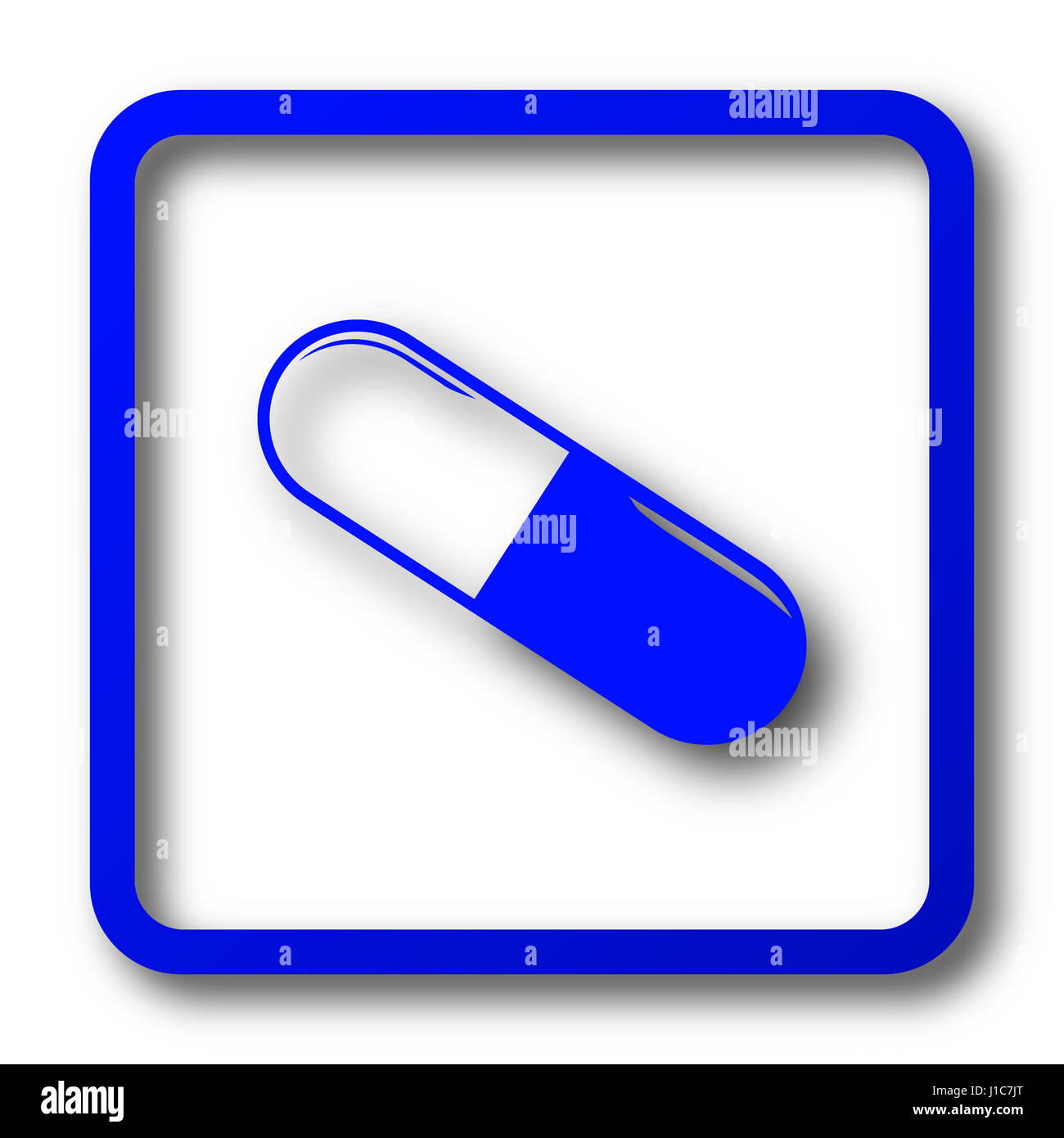 Pill icon. Pill website button on white background Stock Photo - Alamy