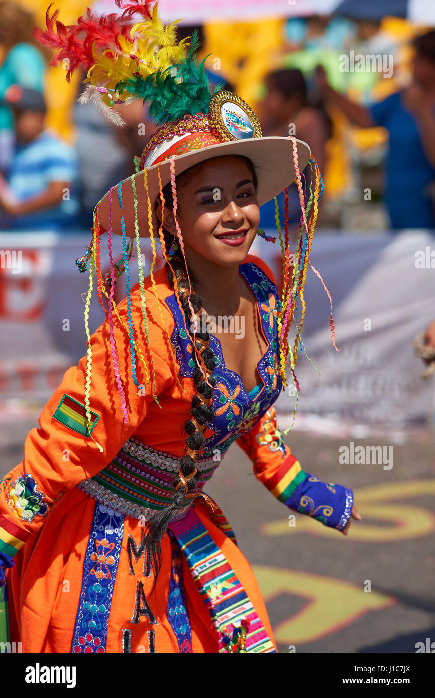 Tinkus dance group in colourful costumes performing a traditional ...