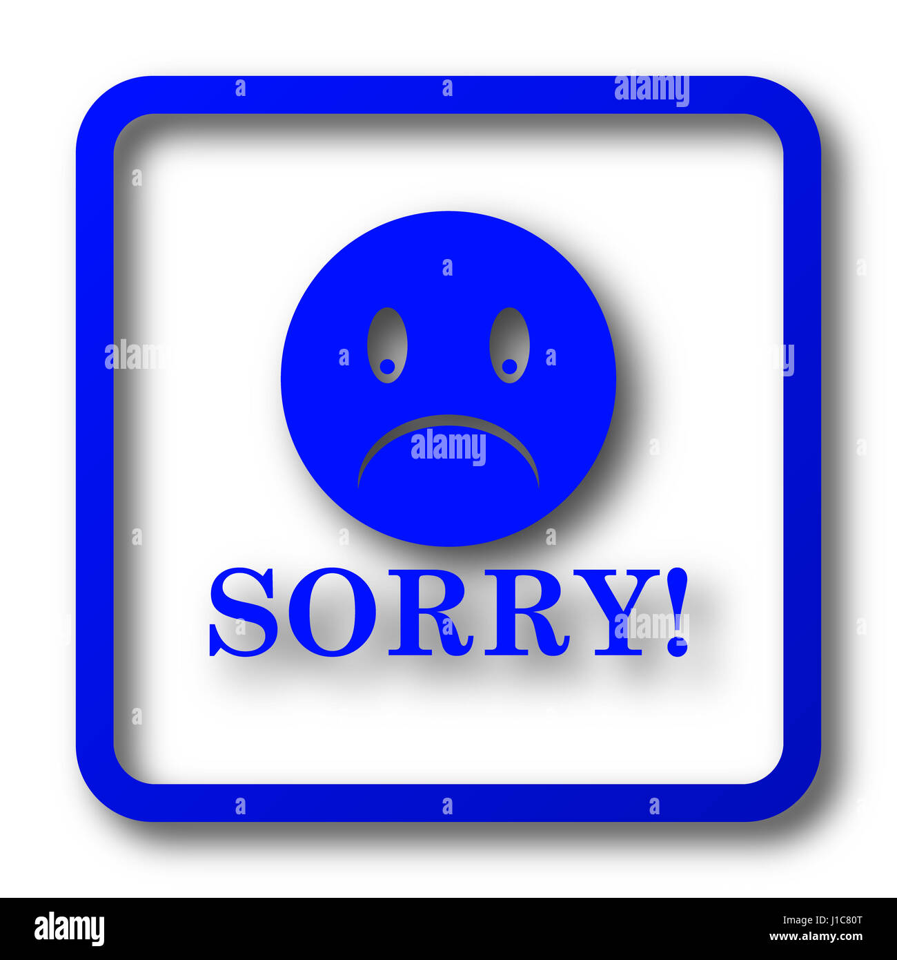 Sorry icon. Sorry website button on white background Stock Photo - Alamy