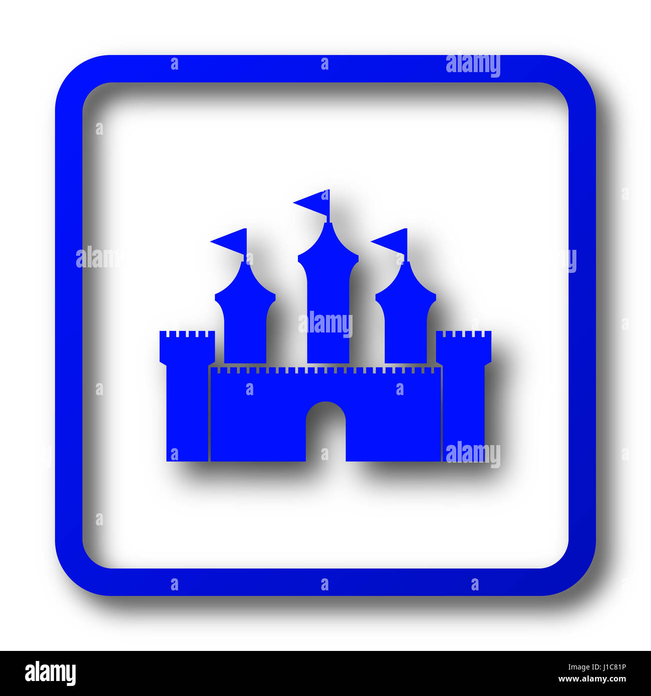 Castle icon. Castle website button on white background Stock Photo - Alamy