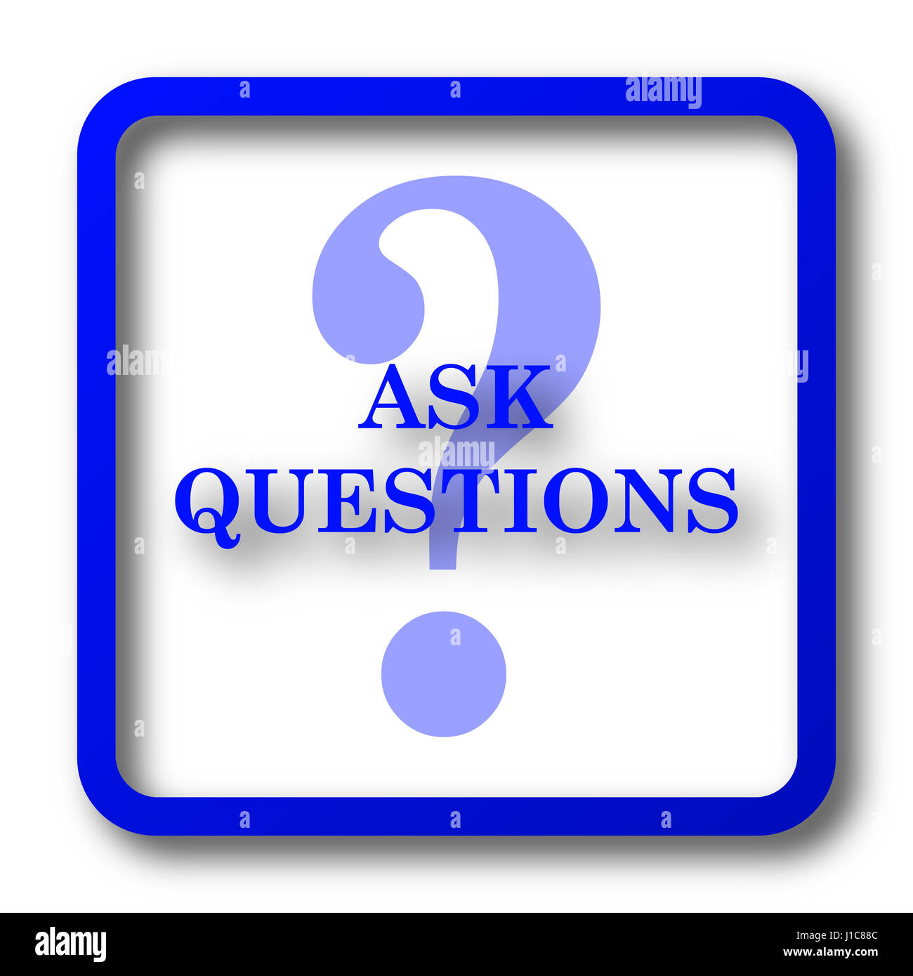 Ask questions icon. Ask questions website button on white background ...