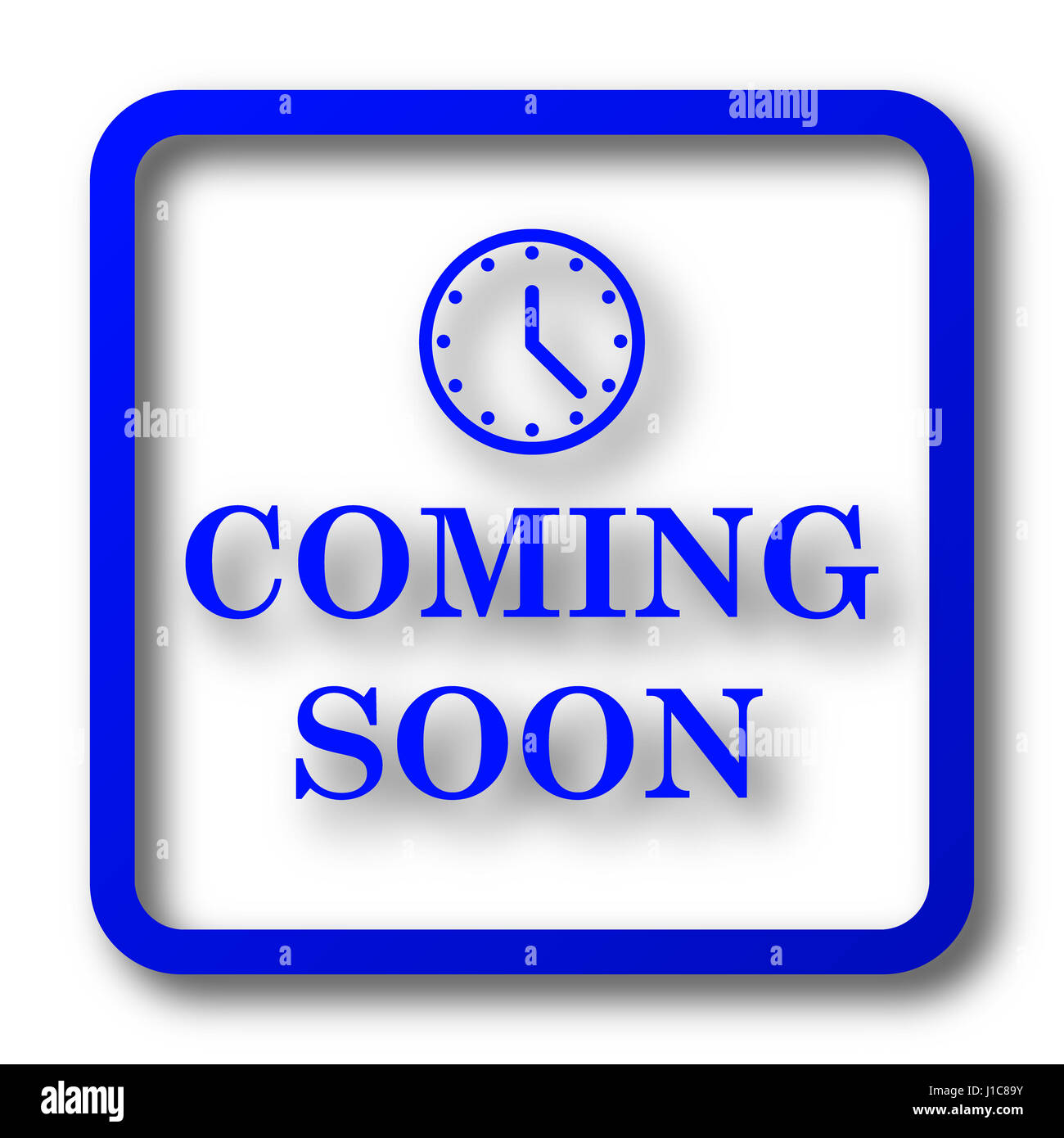 Coming soon icon. Coming soon website button on white background Stock ...