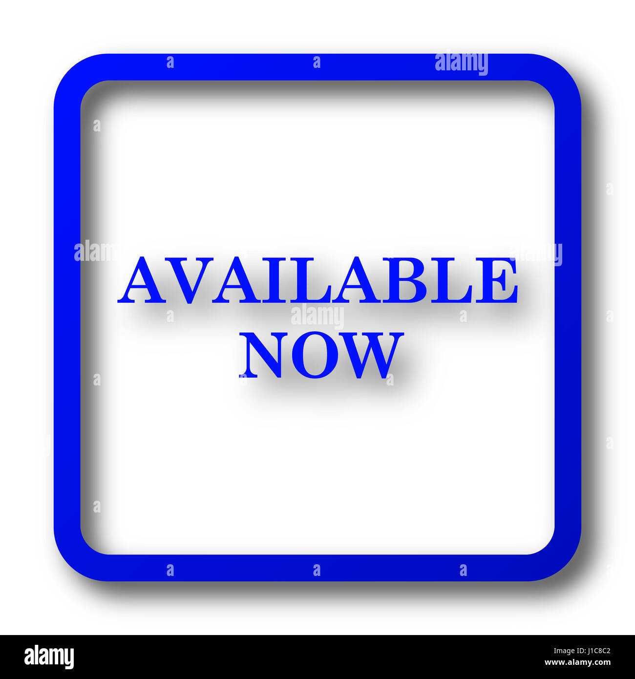 Available now icon. Available now website button on white background ...