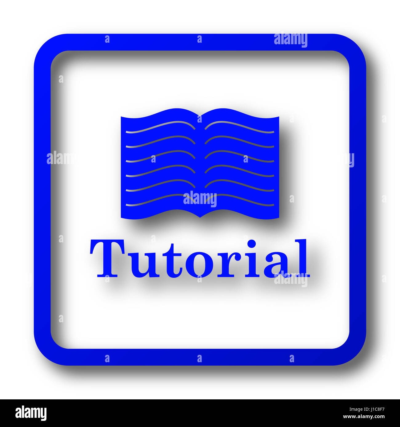Tutorial icon. Tutorial website button on white background Stock Photo ...