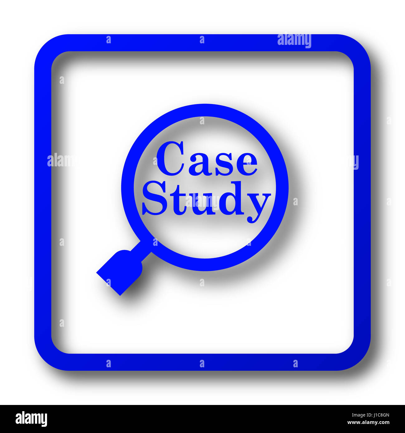 Case study icon. Case study website button on white background Stock Photo - Alamy