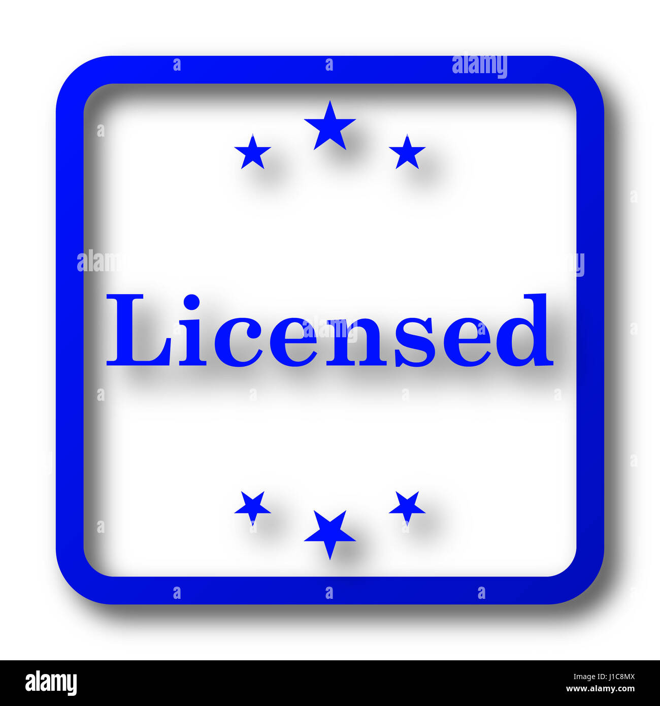 Licensed icon. Licensed website button on white background Stock Photo ...