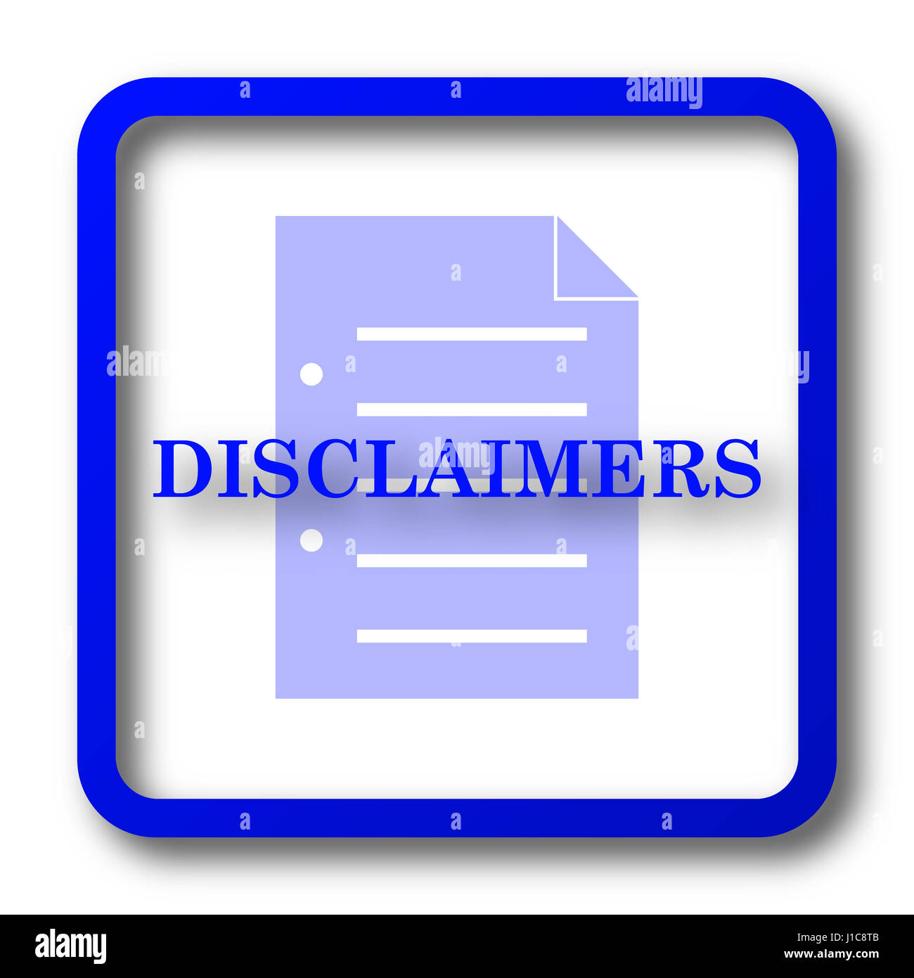 Disclaimers icon. Disclaimers website button on white background Stock ...