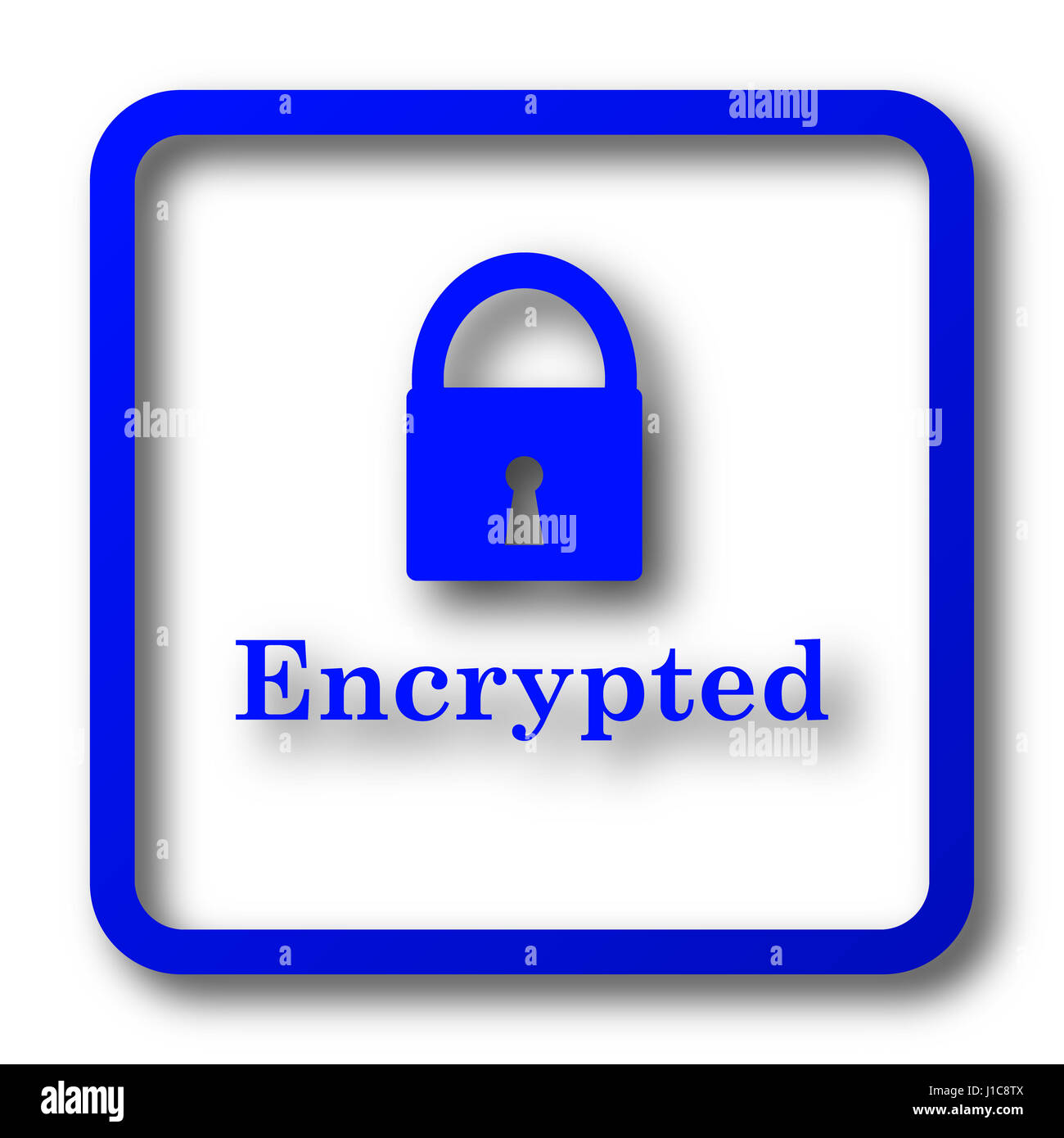 Encrypted icon. Encrypted website button on white background Stock ...