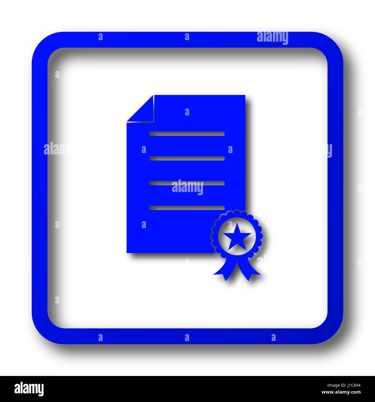 Certificate icon. Certificate website button on white background Stock ...