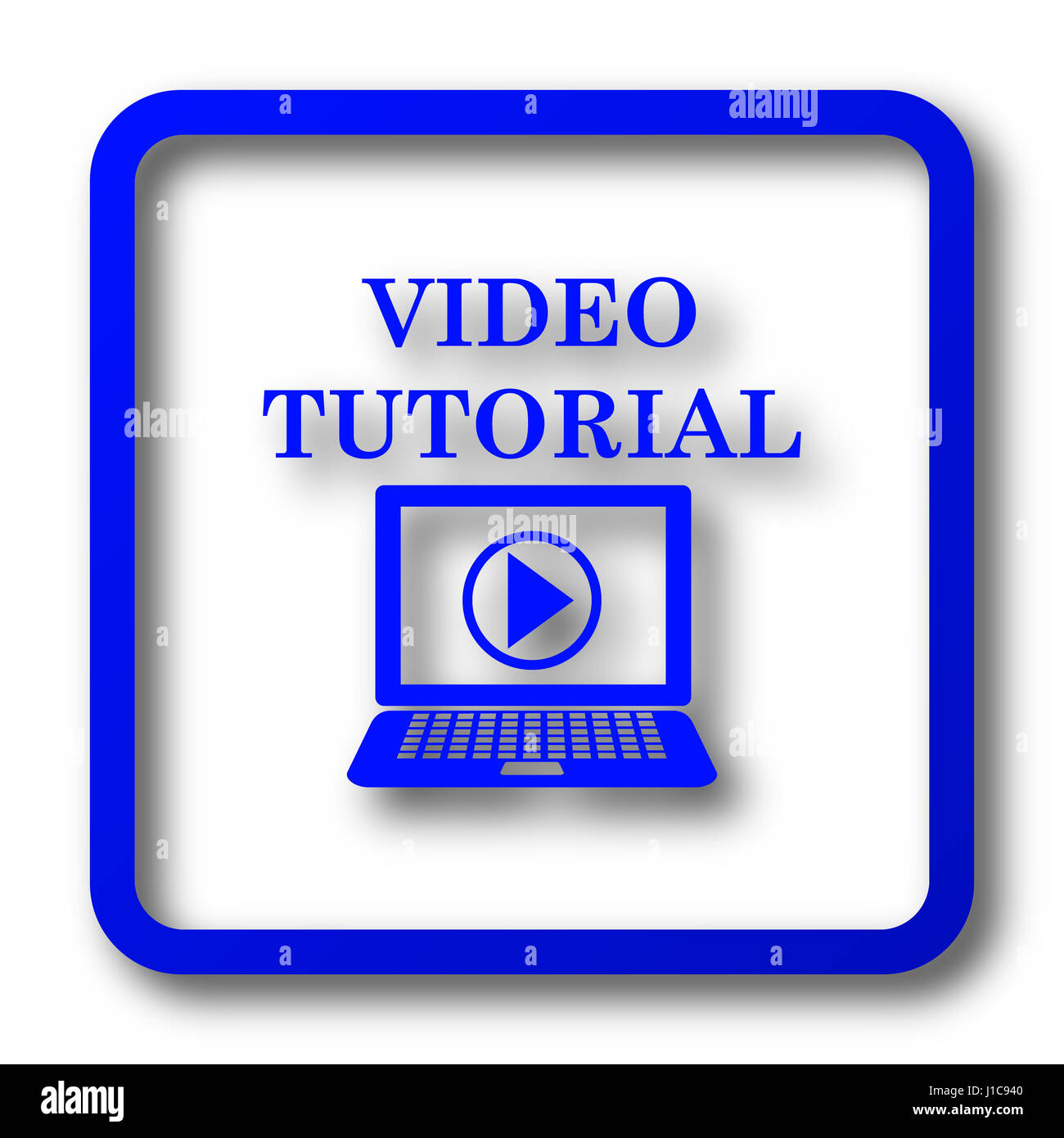 Video tutorial icon. Video tutorial website button on white background ...