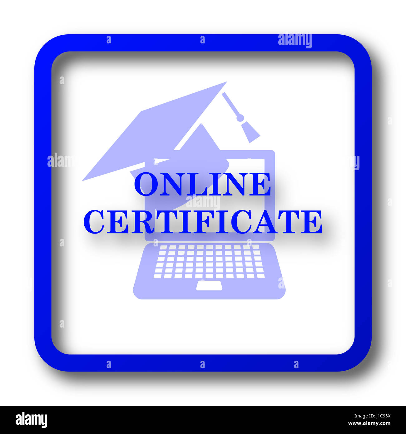 Online certificate icon. Online certificate website button on white ...