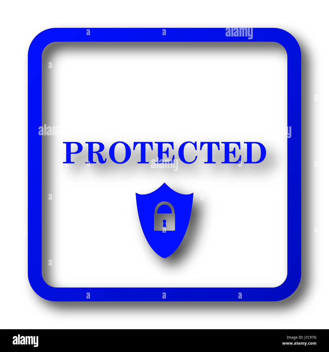 Protected icon. Protected website button on white background Stock ...