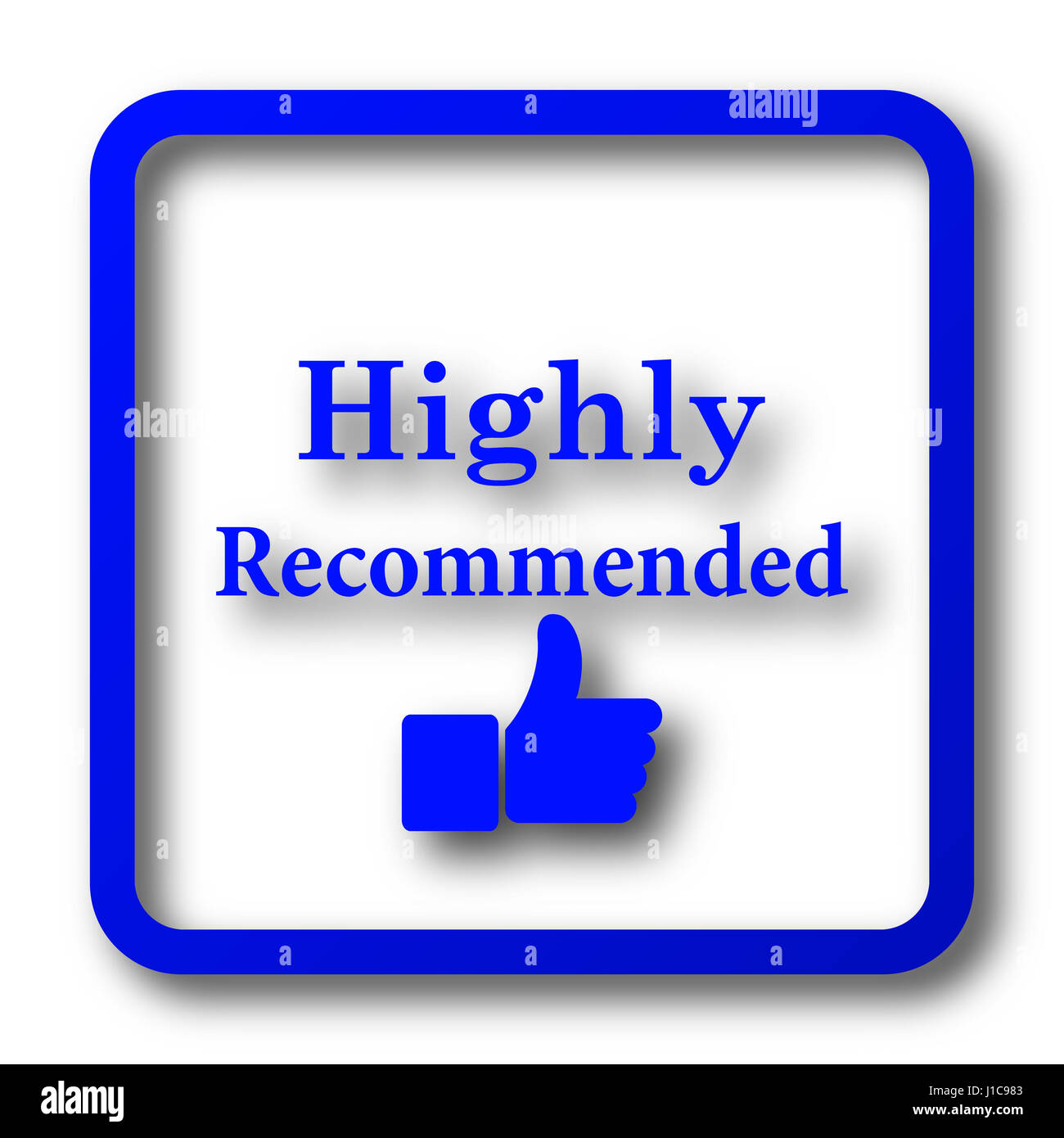 Highly recommended icon. Highly recommended website button on white ...
