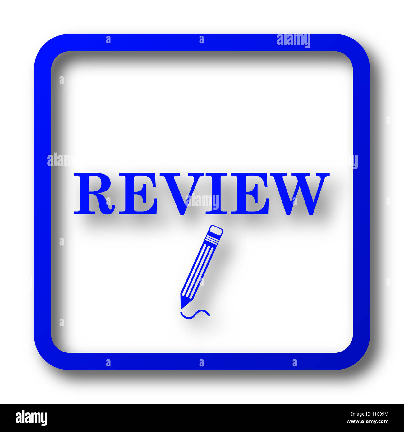 Review icon. Review website button on white background Stock Photo - Alamy