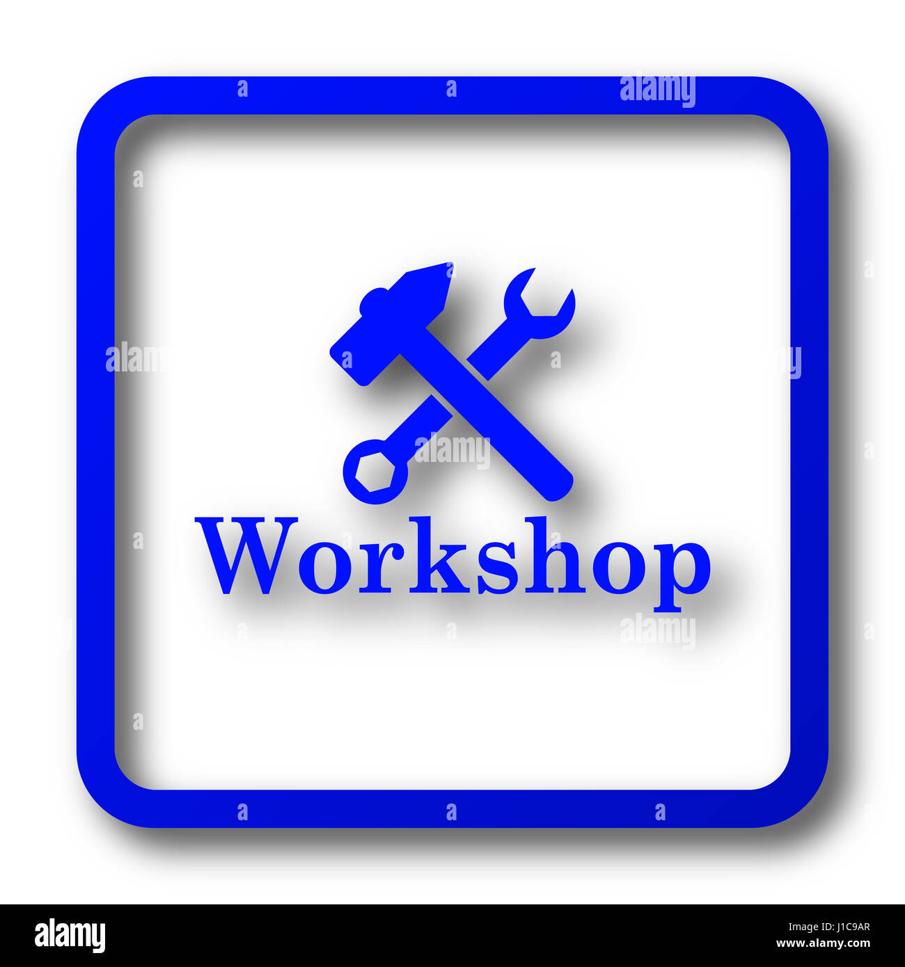 Workshop icon. Workshop website button on white background Stock Photo ...