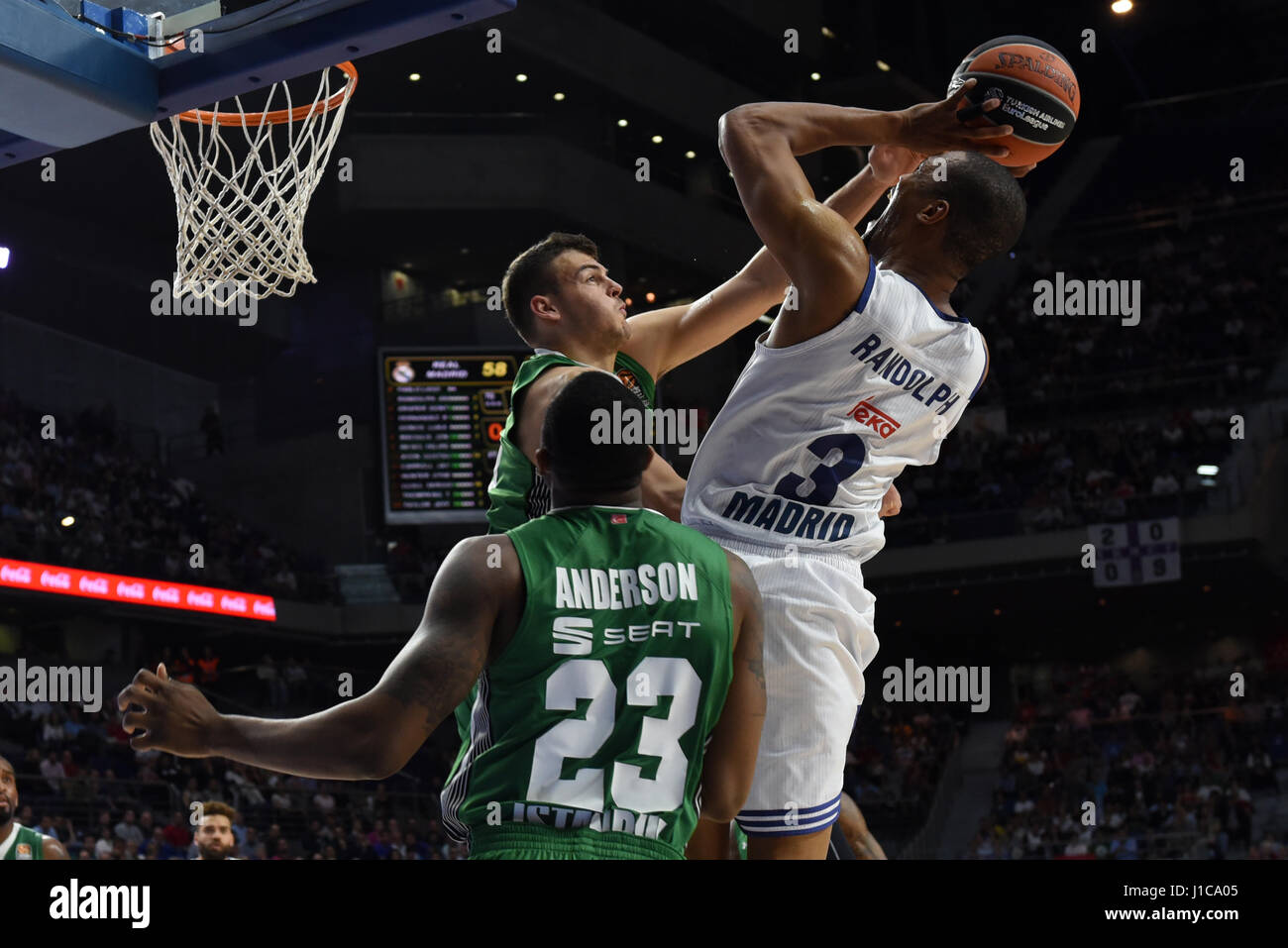 Anthony Randolph (right), #3 of Real Madrid in action during the ...