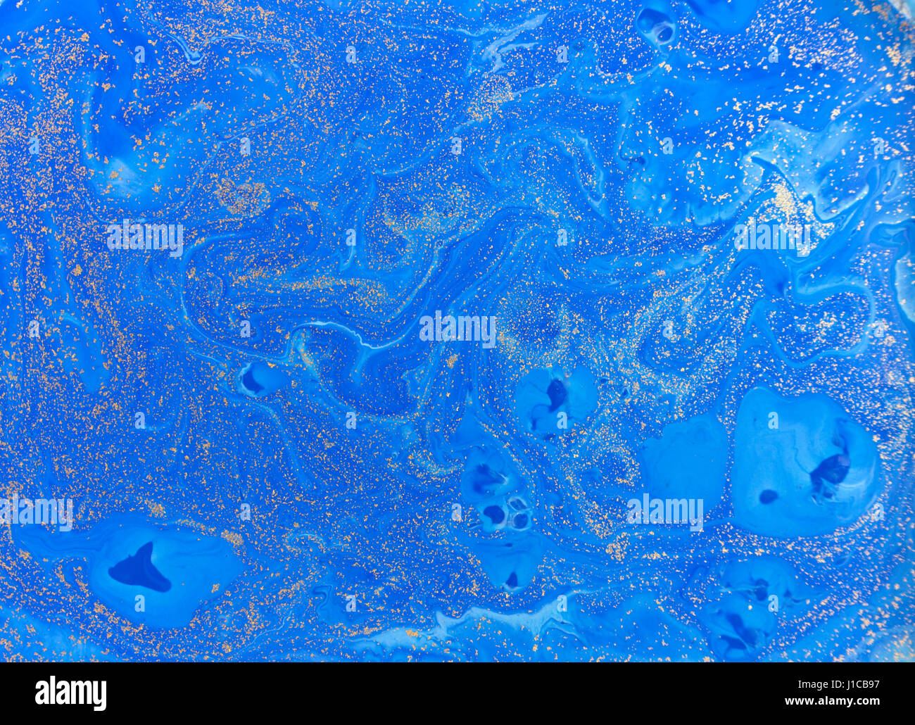 Blue liquid texture. Watercolor hand drawn marbling illustration. Ink ...