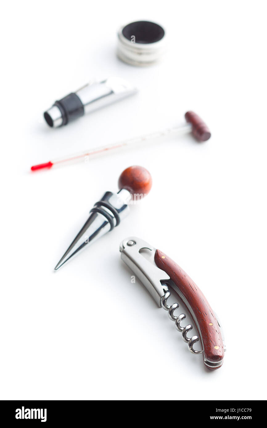 Luxury set of tools for winery isolated on white background Stock Photo ...