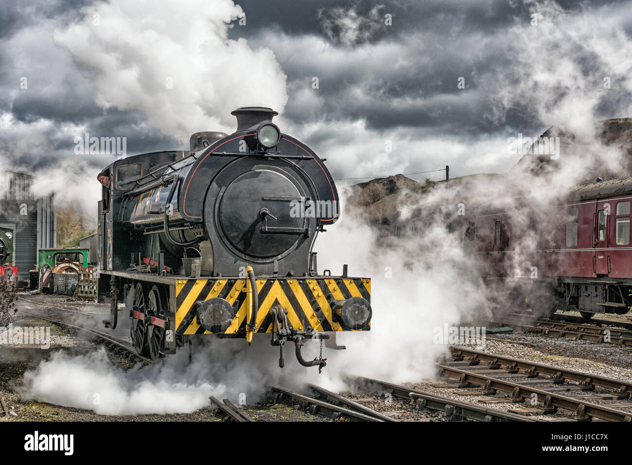 Shunting at Embsay steam railway Stock Photo - Alamy