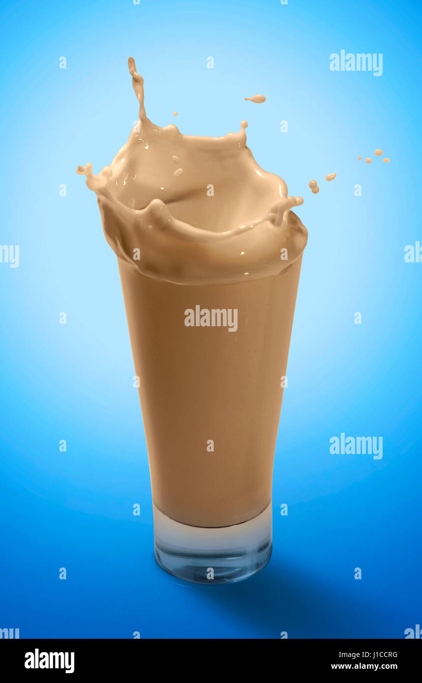 Splash of Pouring Chocolate Milkshake in A Glass Stock Photo - Alamy