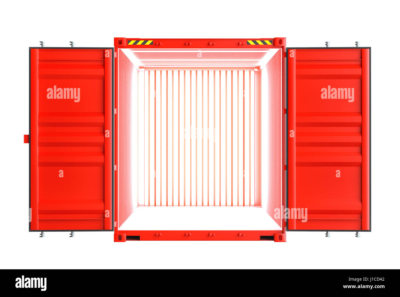 Red metallic open shipping container Stock Photo - Alamy