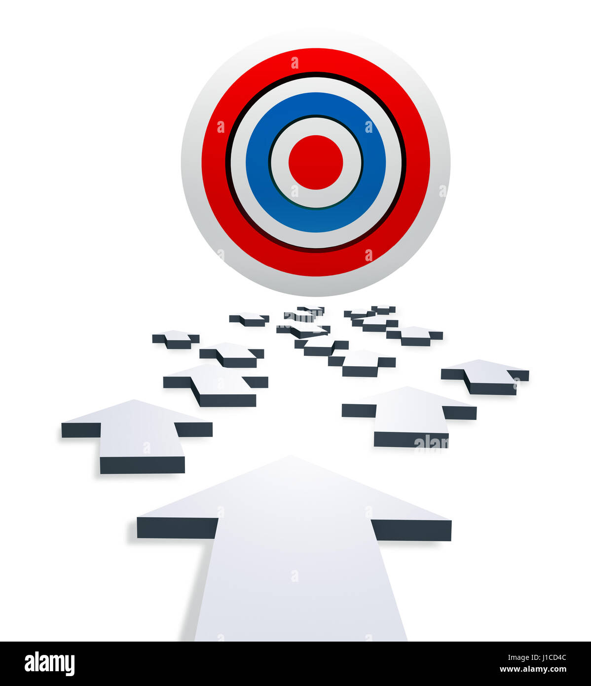 A bright target with gray arrows. Isolated Stock Photo - Alamy