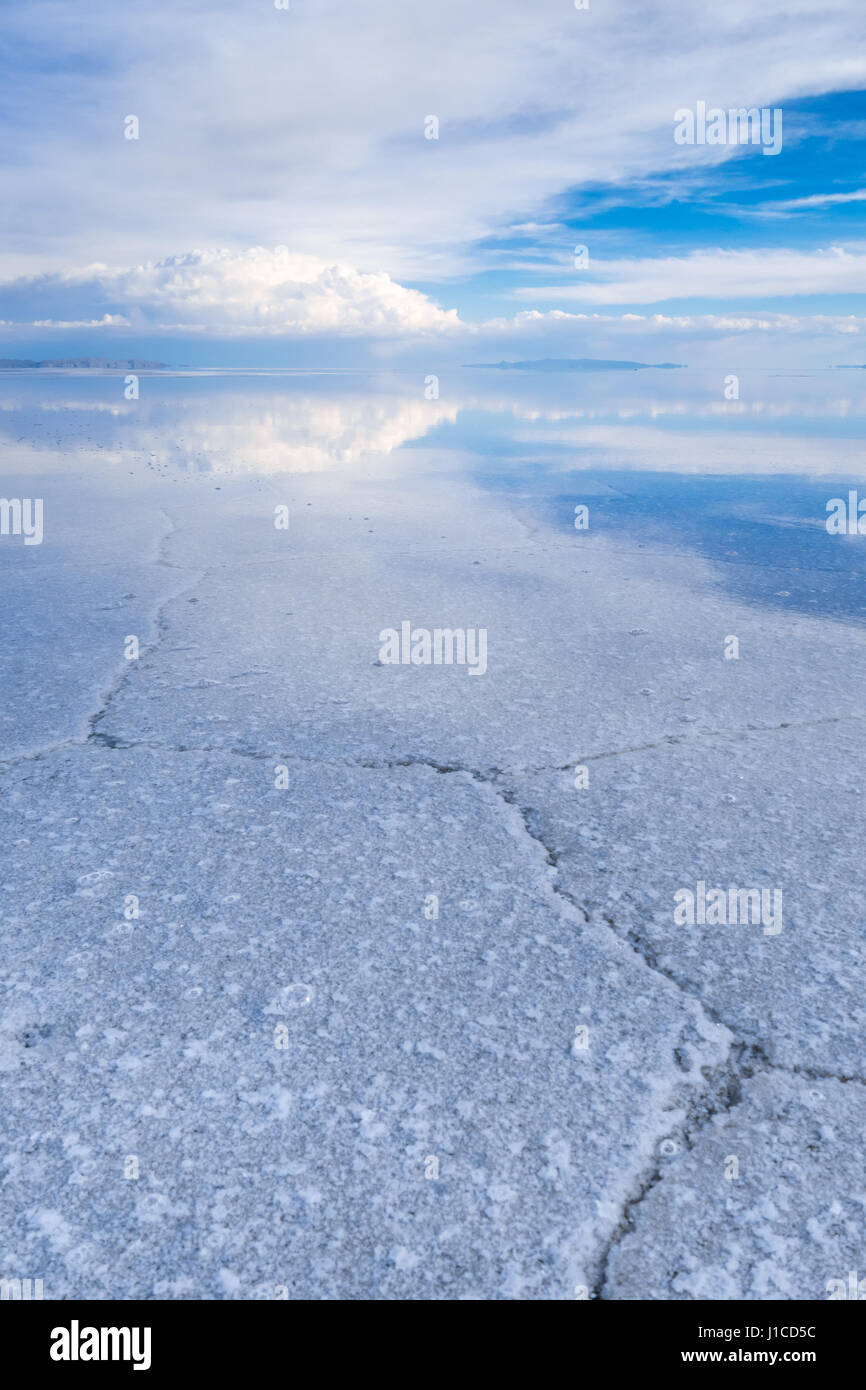 Salar de Uyuni salt white flats desert, Andes Altiplano, Bolivia Stock ...