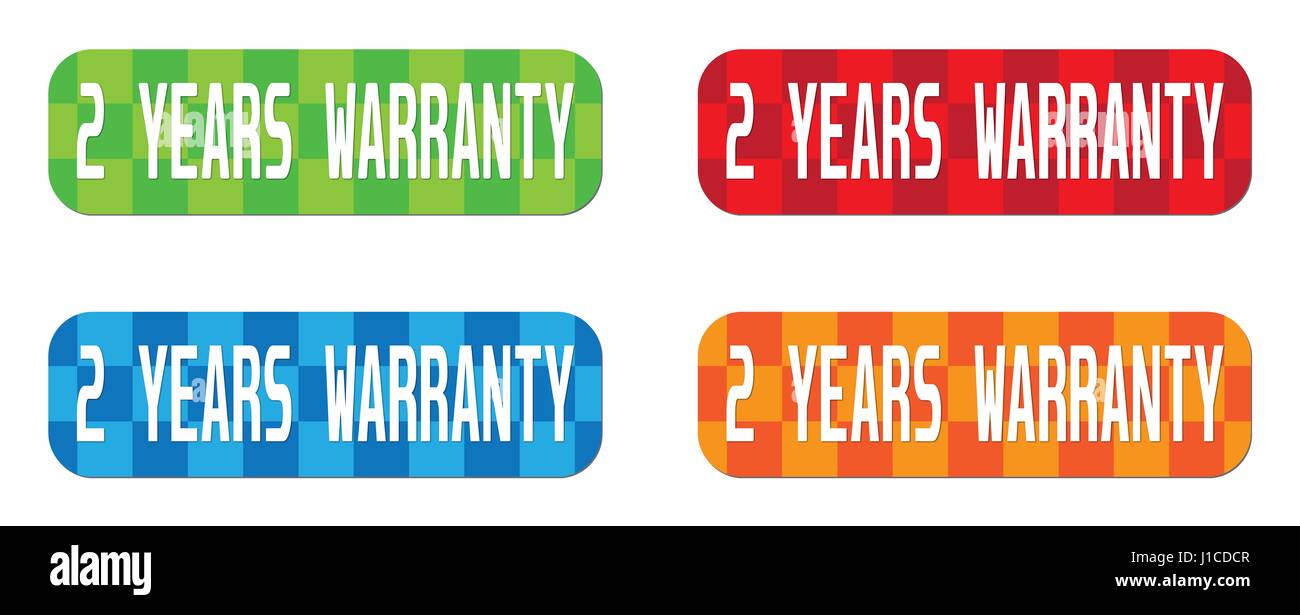 2 YEARS WARRANTY text, on rectangle, zig zag pattern stamp sign, in ...