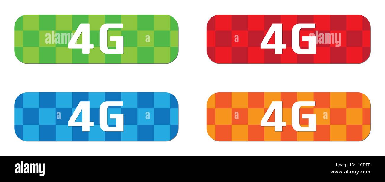4G text, on rectangle, zig zag pattern stamp sign, in color set Stock ...