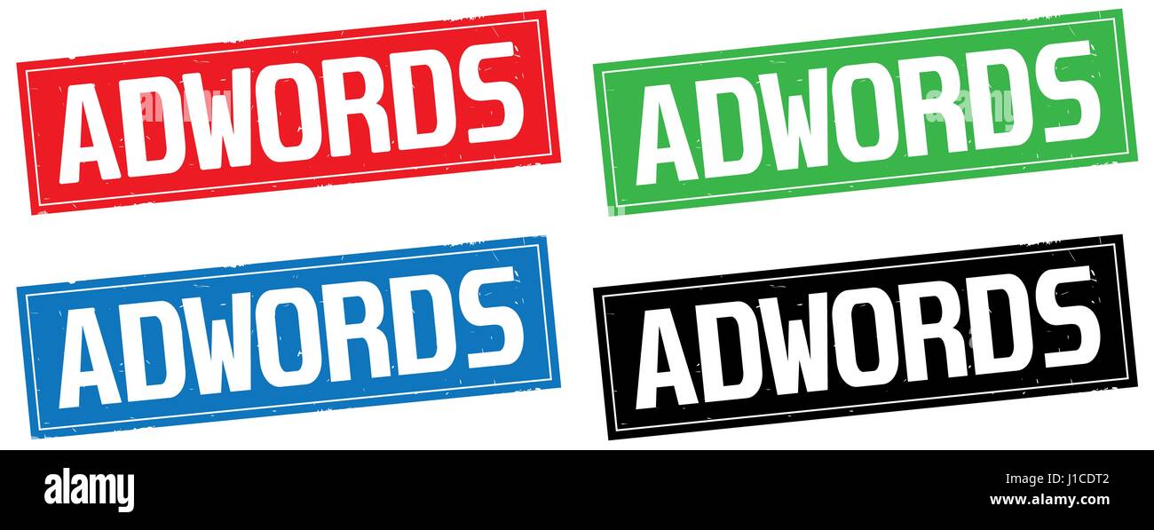 ADWORDS text, on rectangle stamp sign, in color set Stock Photo - Alamy