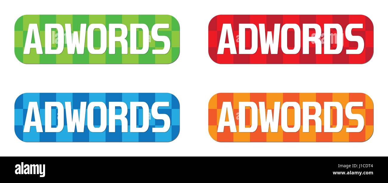ADWORDS text, on rectangle, zig zag pattern stamp sign, in color set ...