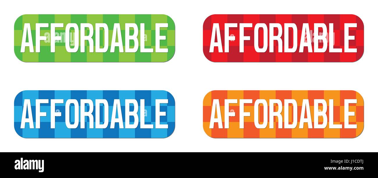 AFFORDABLE text, on rectangle, zig zag pattern stamp sign, in color set ...