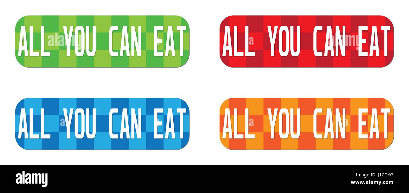 ALL YOU CAN EAT text, on rectangle, zig zag pattern stamp sign, in ...