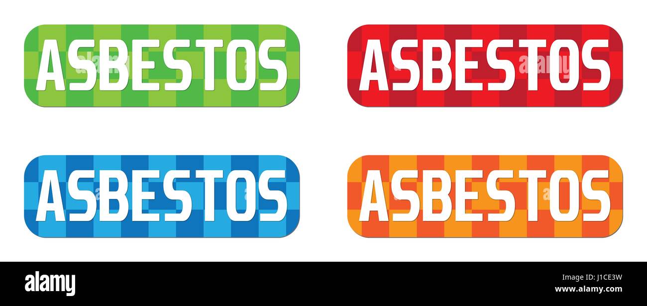 ASBESTOS text, on rectangle, zig zag pattern stamp sign, in color set ...