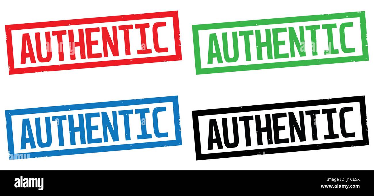 AUTHENTIC text, on rectangle border stamp sign, in color set Stock ...