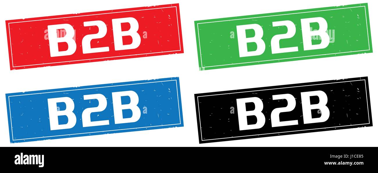 B2B text, on rectangle stamp sign, in color set Stock Photo - Alamy