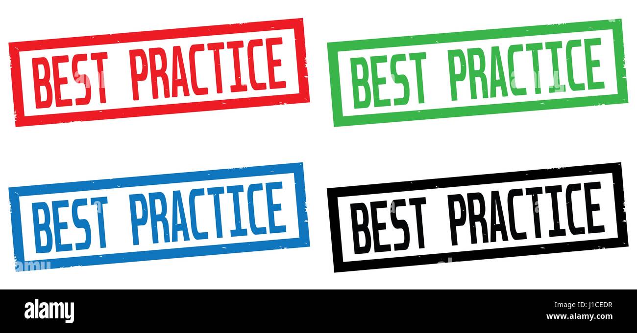 BEST PRACTICE text, on rectangle border stamp sign, in color set Stock ...
